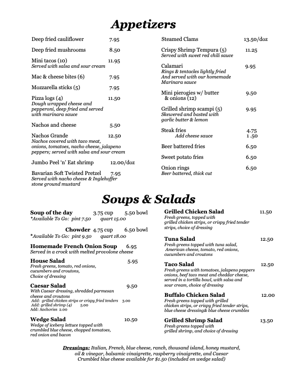 Lakewood Lodge | Food Menu