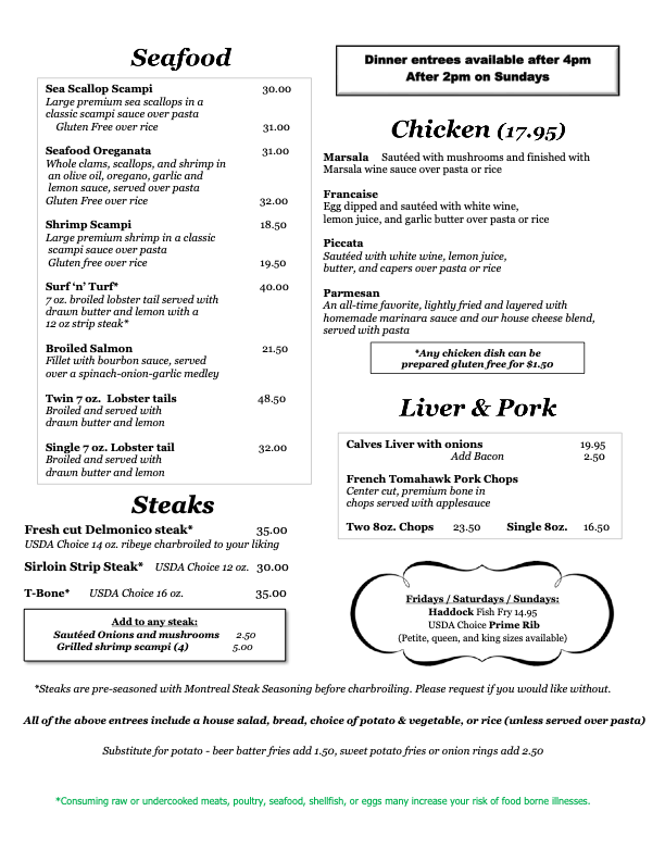Lakewood Lodge | Food Menu